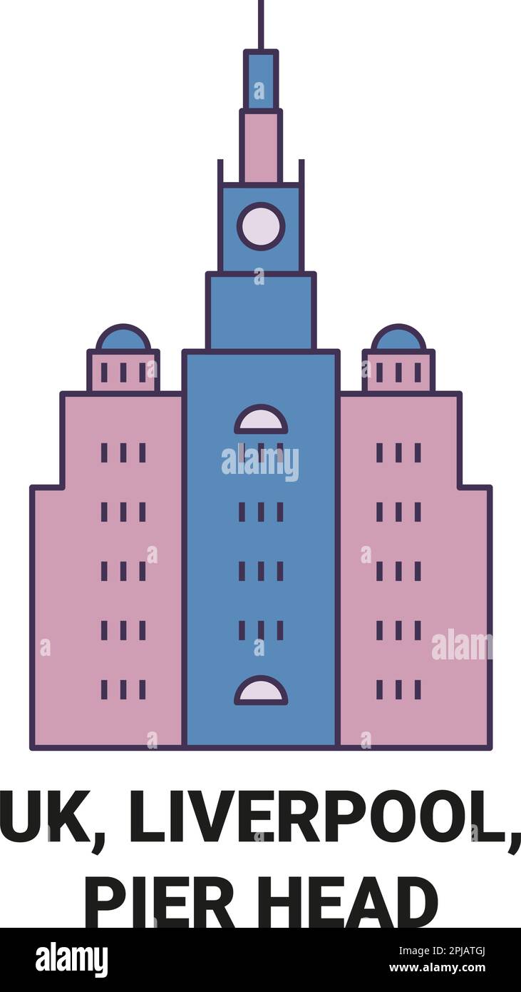 England, Liverpool, Pier Head travel landmark vector illustration Stock ...