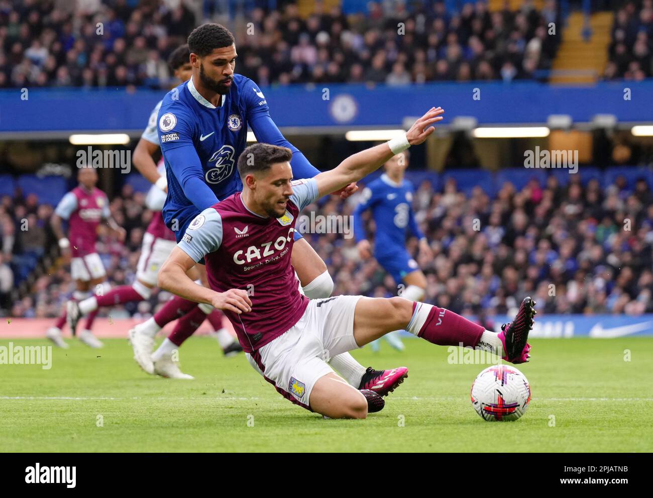 Chelsea's Ruben Loftus-Cheek (left) and Aston Villa's Alex Moreno ...