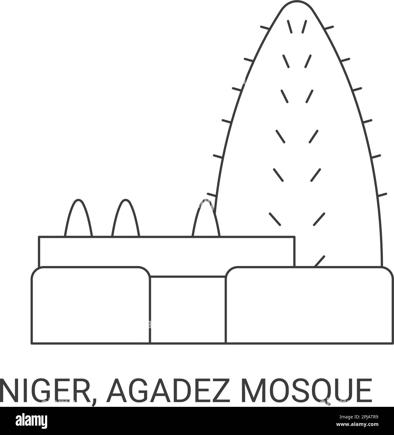 Niger, Agadez Mosque, travel landmark vector illustration Stock Vector ...
