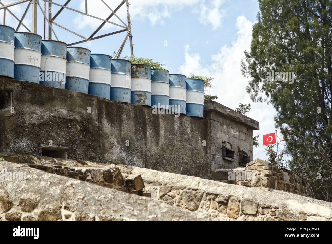 Nicosia, Nicosia, Cyprus. 1st Apr, 2023. A bunker is seen on the walls ...