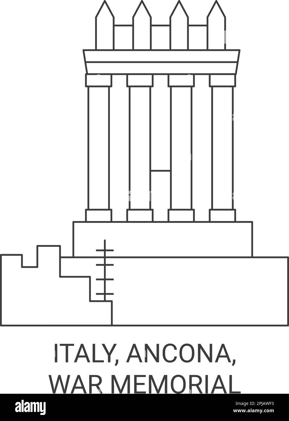 Italy, Ancona, War Memorial travel landmark vector illustration Stock ...