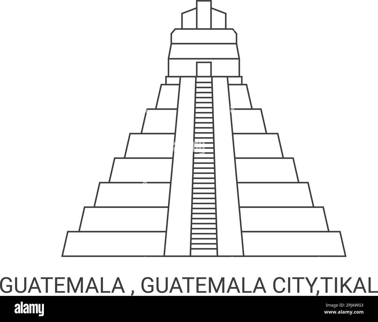Guatemala , Guatemala City,Tikal, travel landmark vector illustration ...