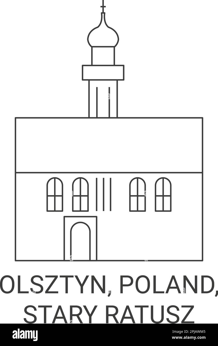Poland, Olsztyn, Stary Ratusz travel landmark vector illustration Stock ...