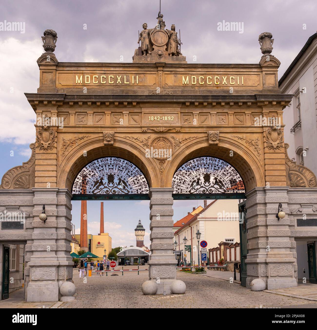 PILSEN, CZECH REPUBLIC, EUROPE - Pilsner Urquell Brewery main gate ...