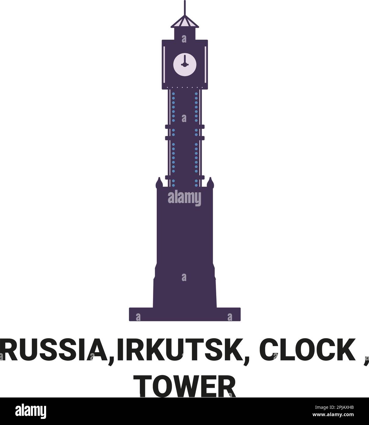 Russia,Irkutsk, Clock , Tower travel landmark vector illustration Stock ...