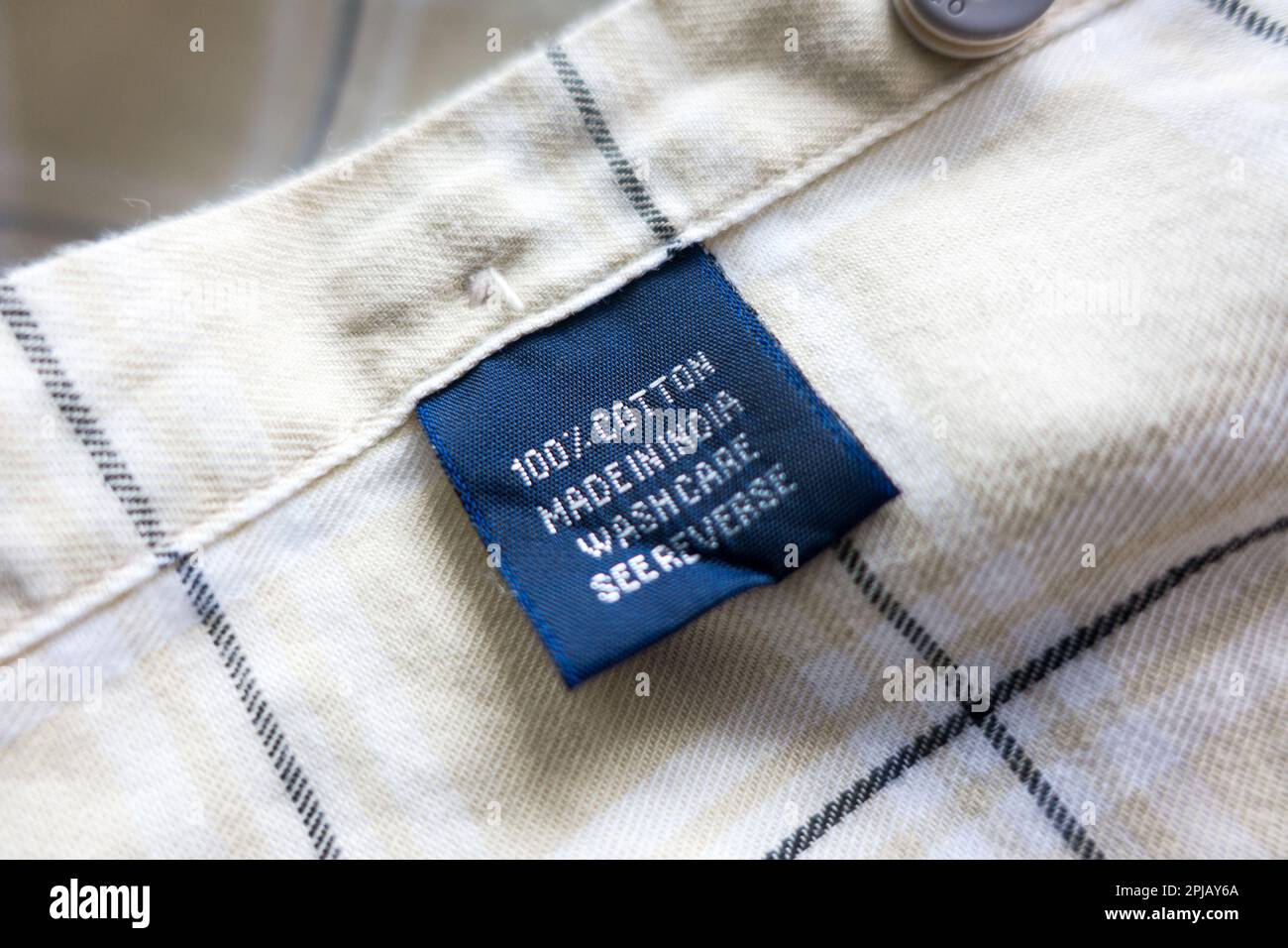 Made in India 100% cotton tag Stock Photo - Alamy