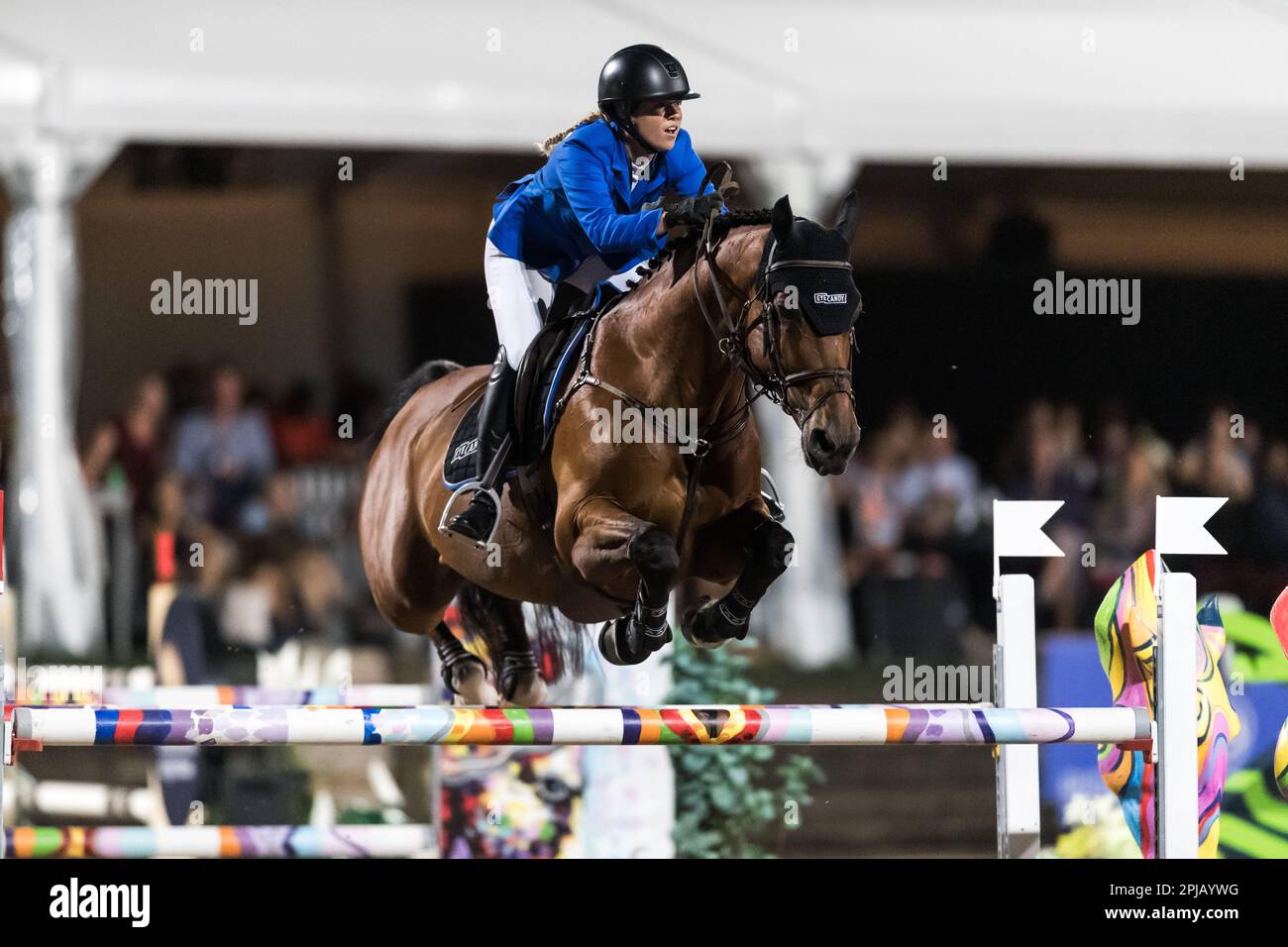 Jacqueline Steffens-Daley of Eye Candy Jumpers competes at a Major ...