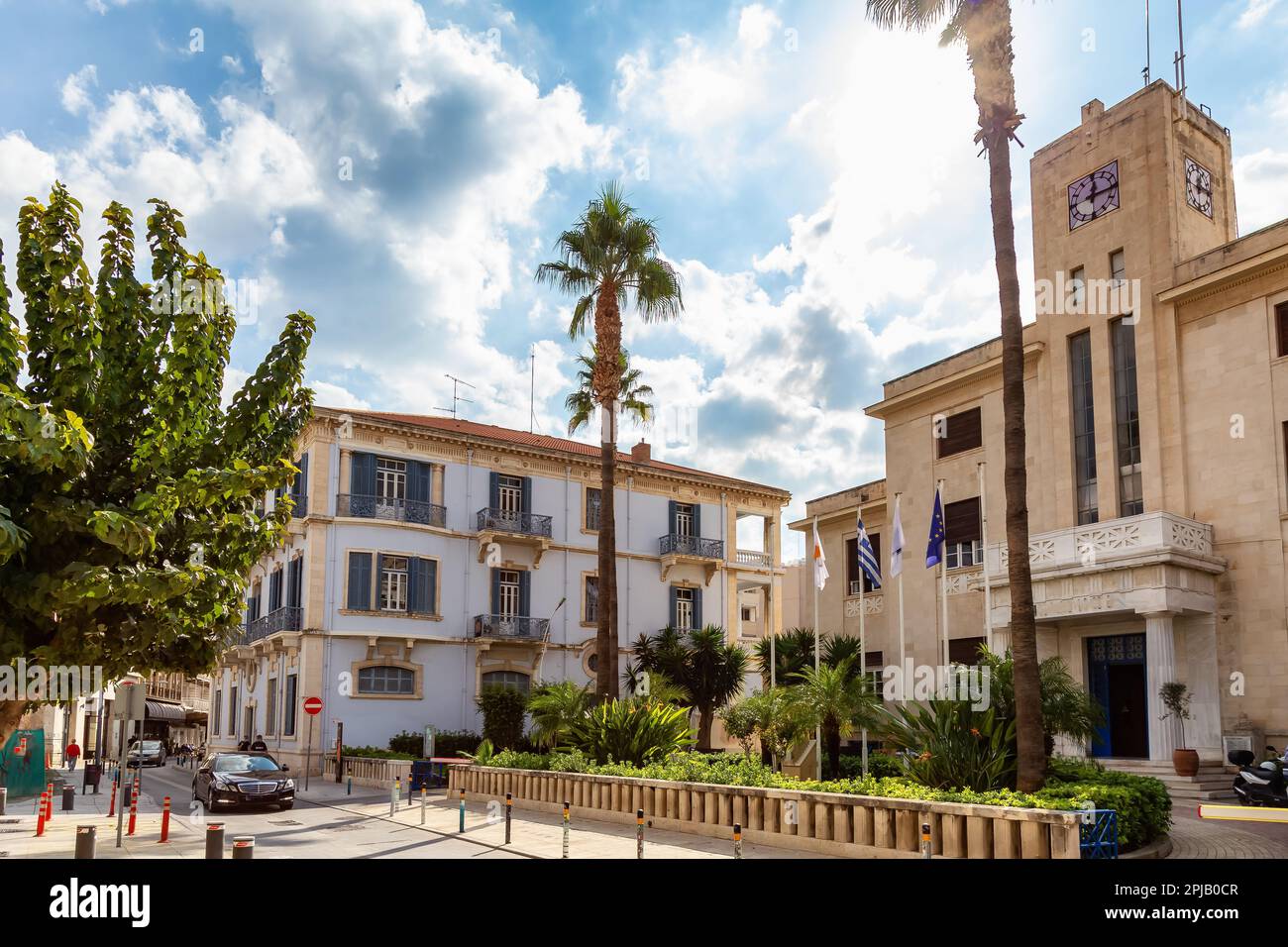 Streets in a touristic city on the Sea Coast. Limassol, Cyprus Stock ...