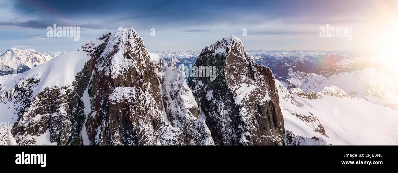 Aerial Panoramic View of Canadian Mountain Landscape Stock Photo - Alamy
