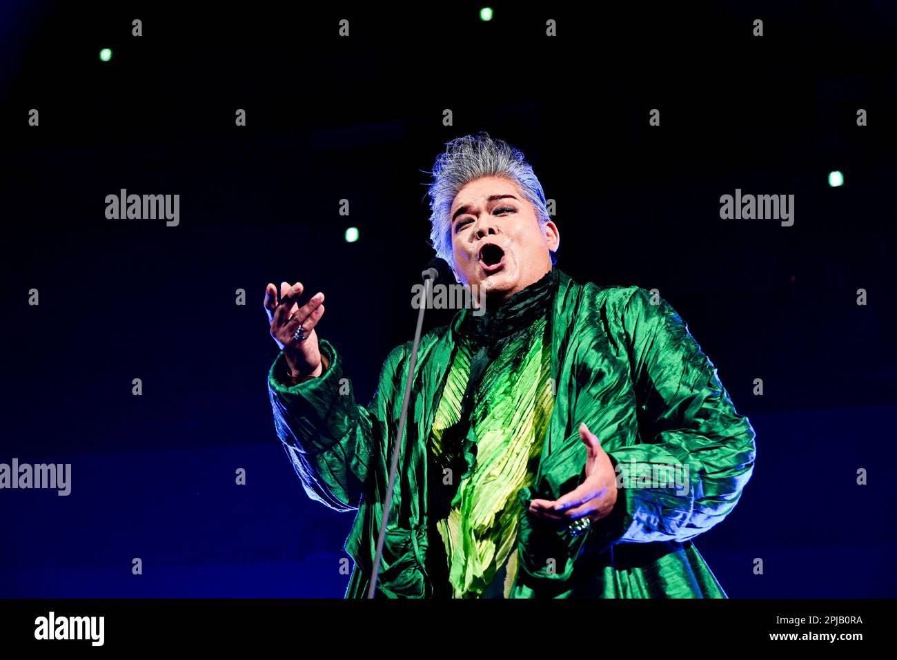 Tomotaka Okamoto singing during the Exhibition Gala, at the ISU World ...