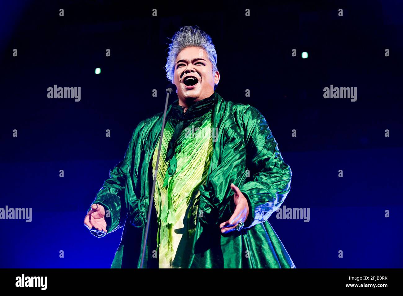 Tomotaka Okamoto singing during the Exhibition Gala, at the ISU World ...