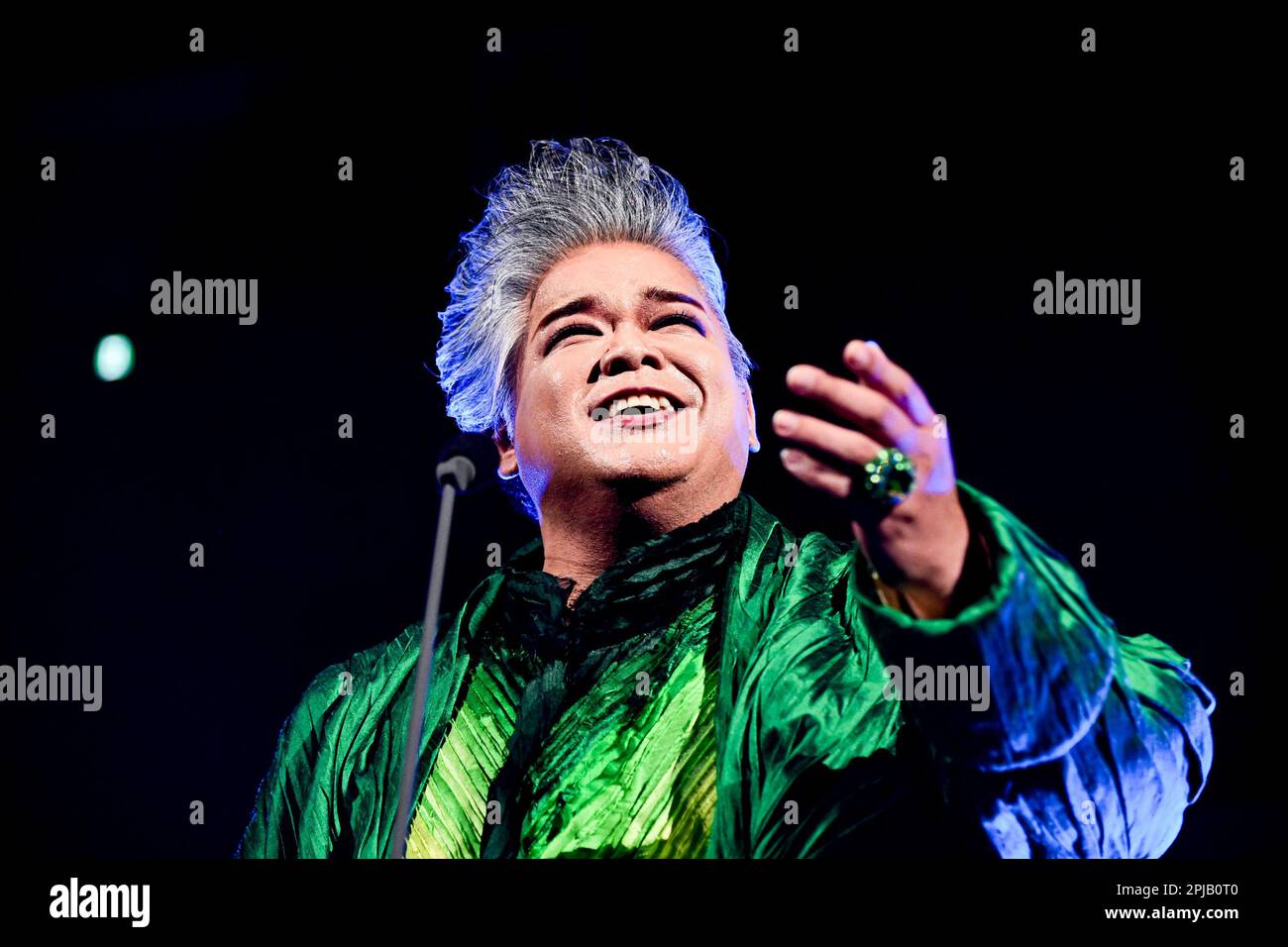 Tomotaka Okamoto singing during the Exhibition Gala, at the ISU World ...