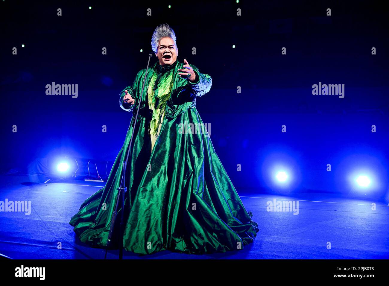 Tomotaka Okamoto singing during the Exhibition Gala, at the ISU World ...