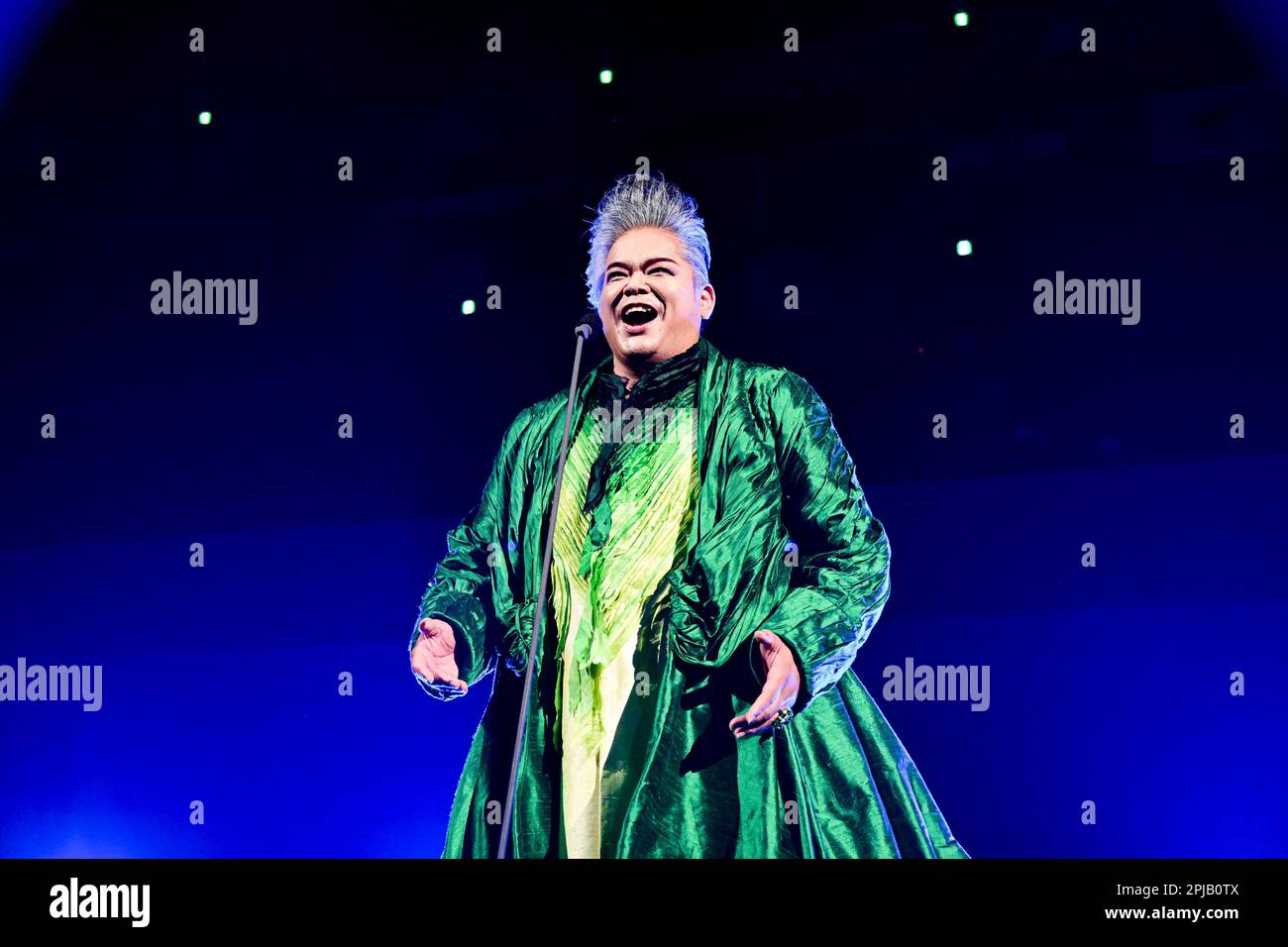 Tomotaka Okamoto singing during the Exhibition Gala, at the ISU World ...