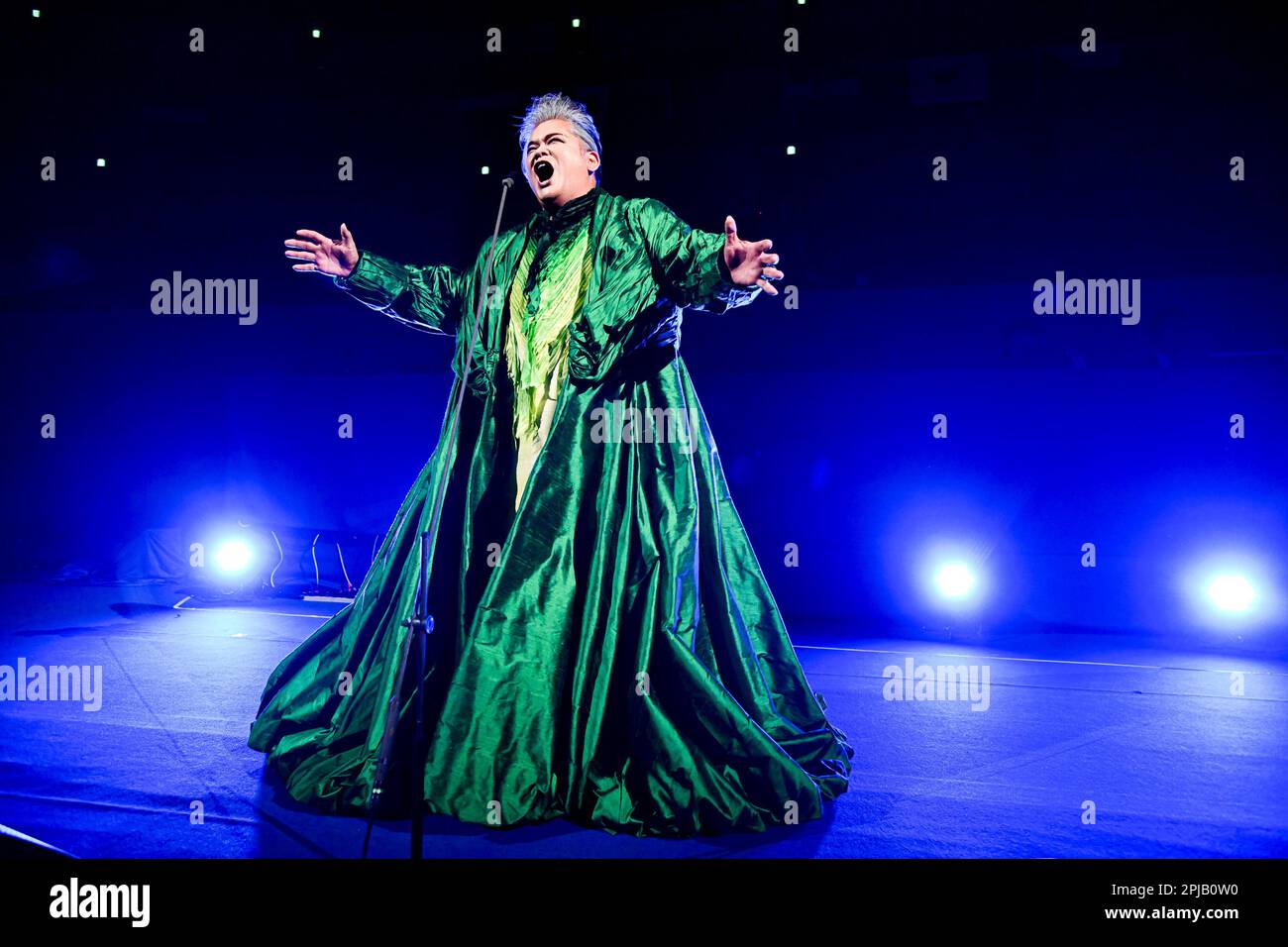Tomotaka Okamoto singing during the Exhibition Gala, at the ISU World ...