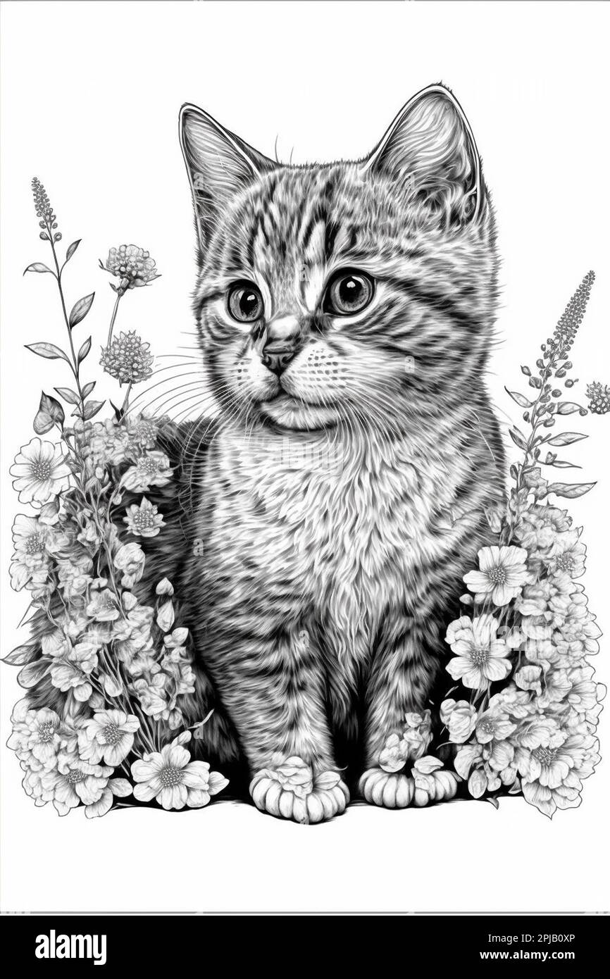 Cat coloring page for book hi-res stock photography and images - Alamy