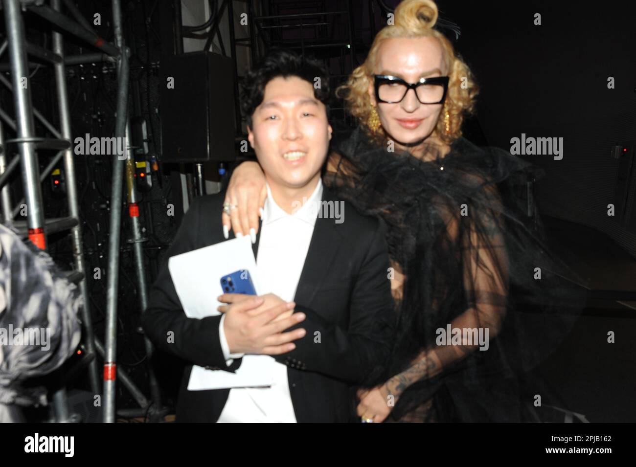 LGBT model, activist and influencer Elton Ilirjani backstage and ...