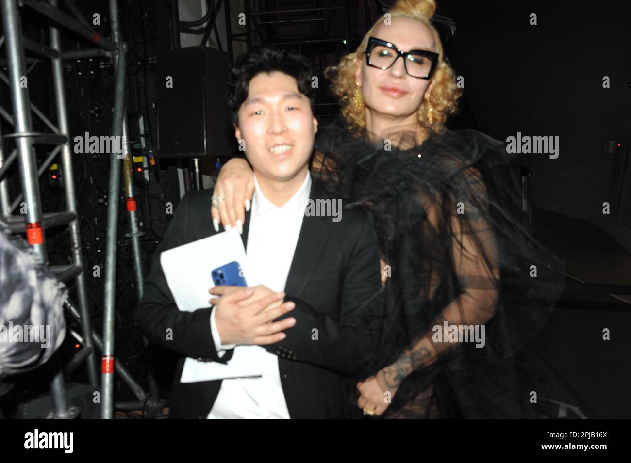 LGBT model, activist and influencer Elton Ilirjani backstage and ...