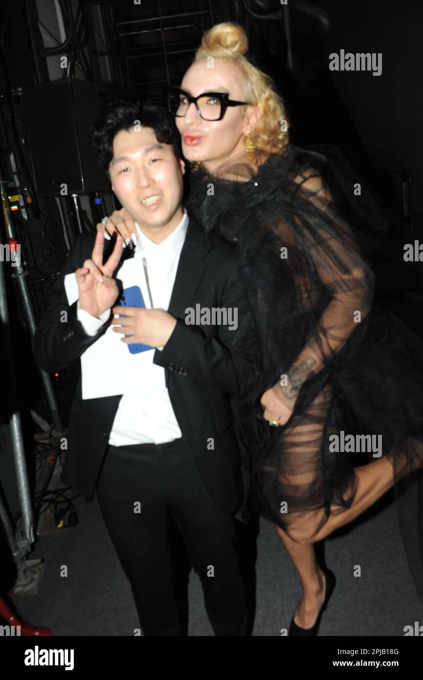 LGBT model, activist and influencer Elton Ilirjani backstage and ...