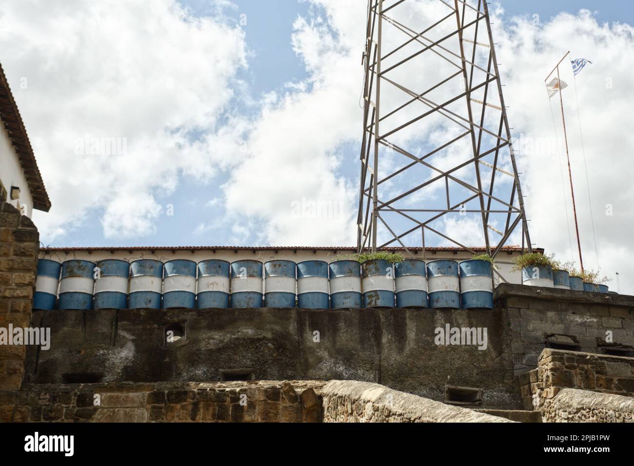 A bunker is seen on the walls of Paphos Gate at the Cypriot side of ...