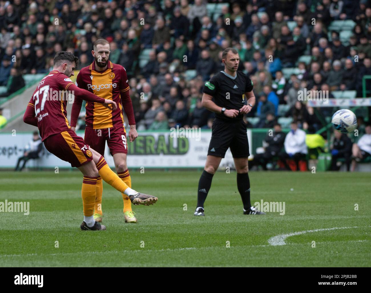 EDINBURGH, SCOTLAND - APRIL 1 2023: Motherwell midfielder, Sean Goss ...