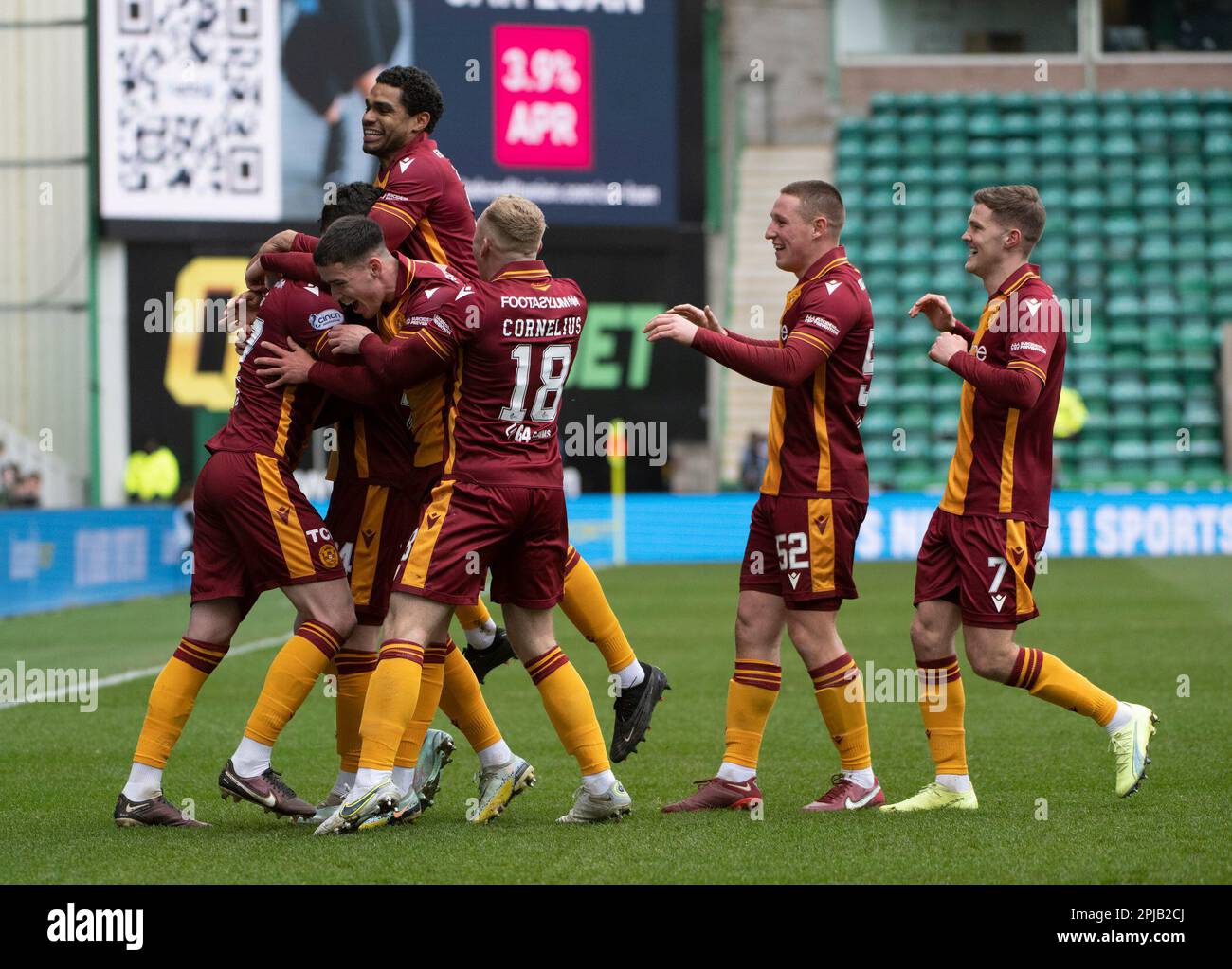 EDINBURGH, SCOTLAND - APRIL 1 2023: Motherwell midfielder, Sean Goss ...