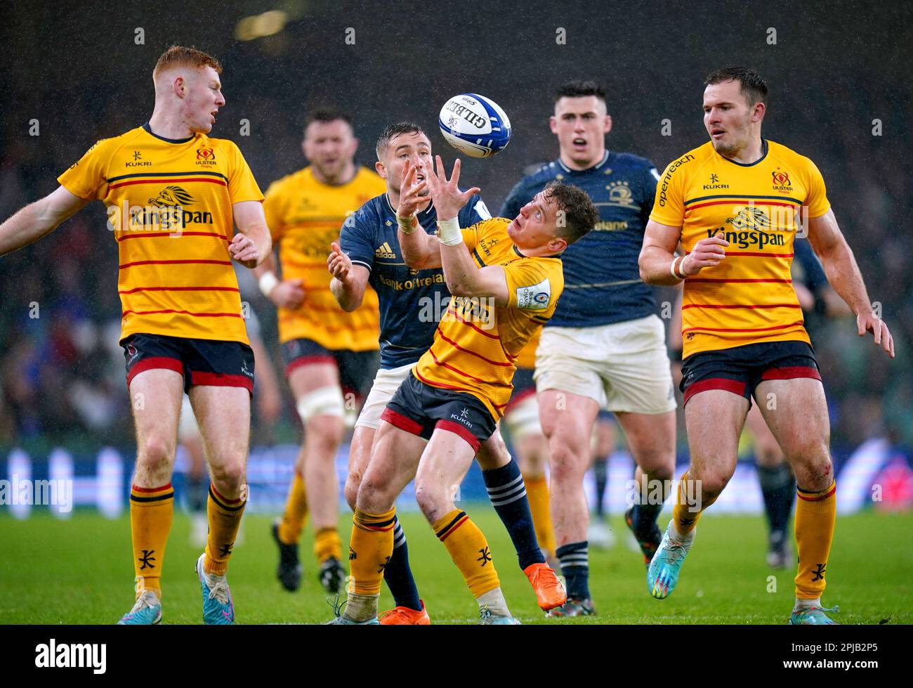 Ulster Rugby's Michael Lowry catches the ball during the Heineken ...