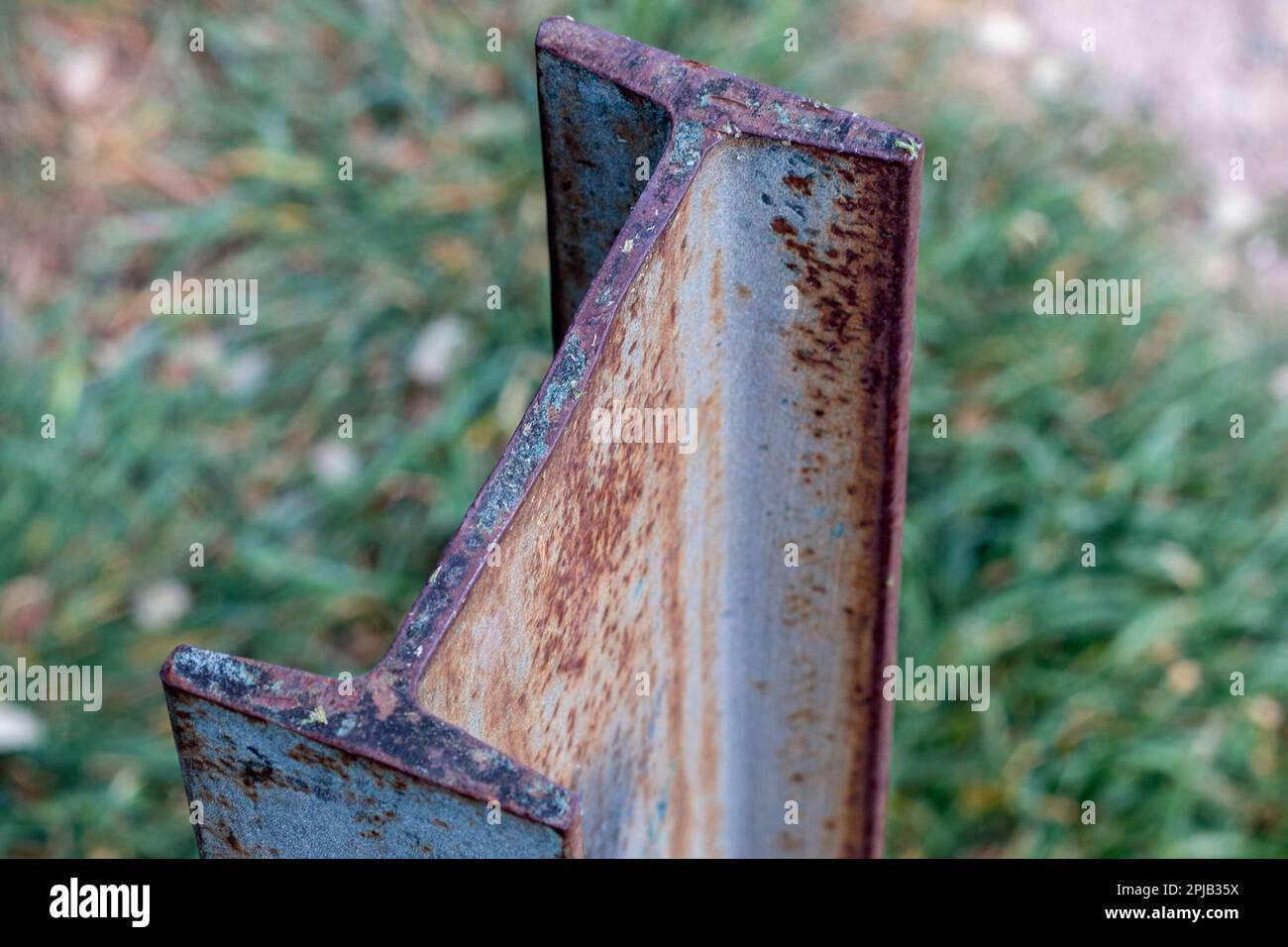 rusty iron beam due to inclement weather, its profiles can also be seen ...