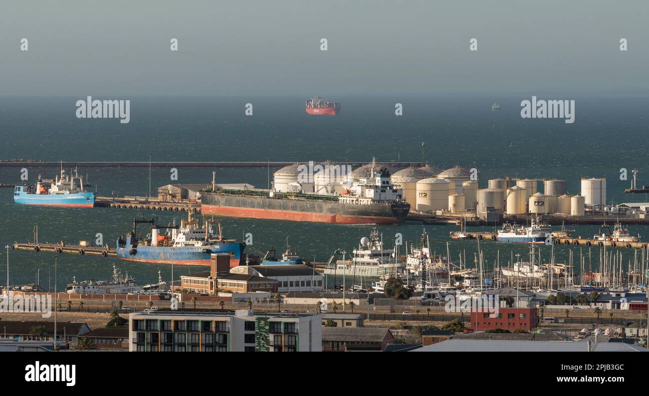 Cape Town, South Africa. 2023. Oil tanker offloading cargo alongside ...