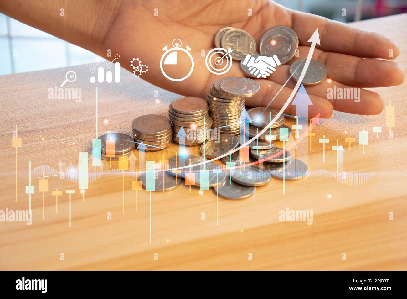 coins stacked in layers From small money growth concept to big business ...