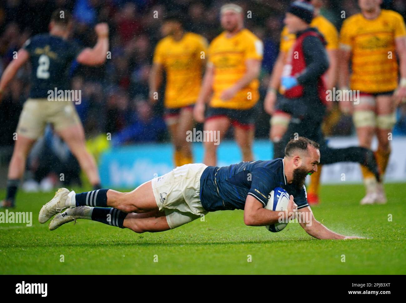 Leinster Rugby's Jamison Gibson-Park scores their side's second try ...