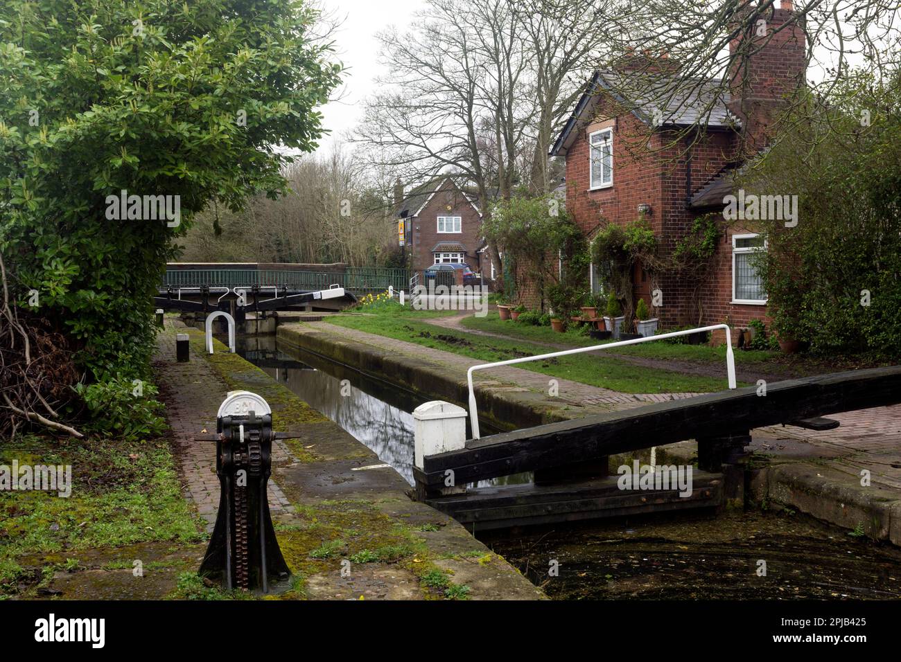 The Rushall Canal near Five Ways Bridge, West Midlands, England, UK ...