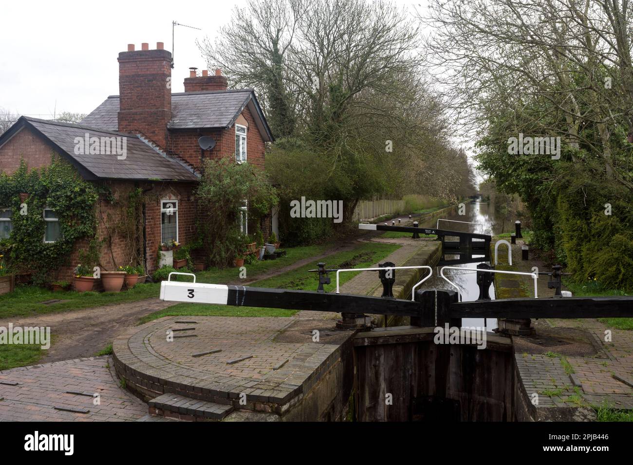 The Rushall Canal near Five Ways Bridge, West Midlands, England, UK ...