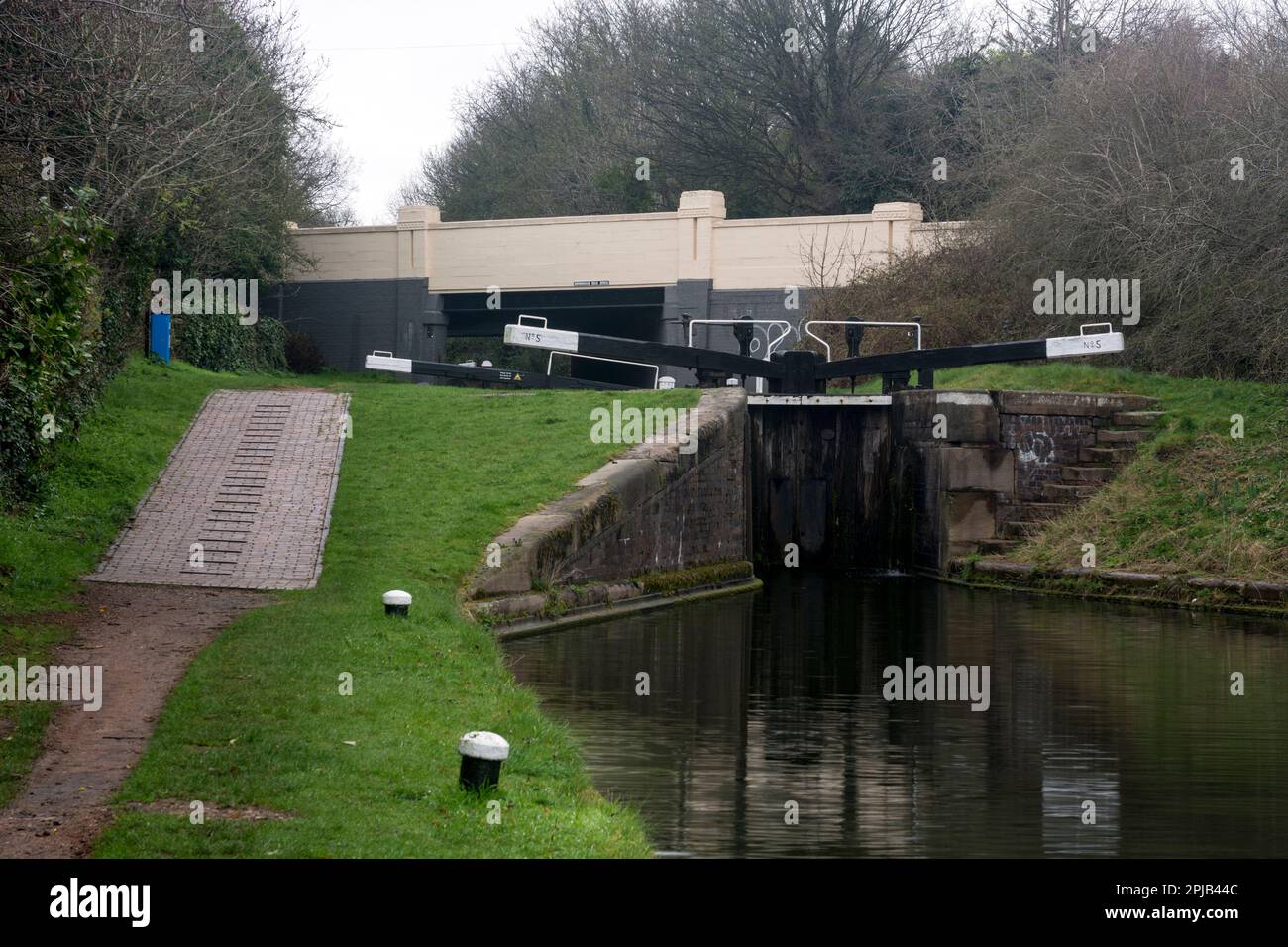The Rushall Canal at Birmingham Road Bridge, West Midlands, England, UK ...