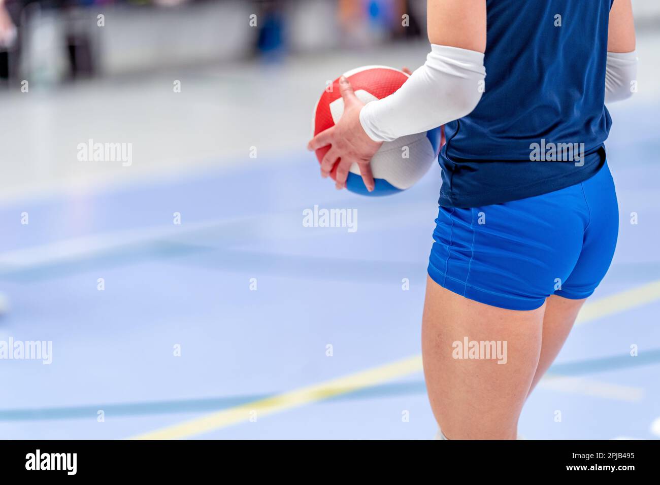 female volleyball player with the ball on the volleyball court Stock ...