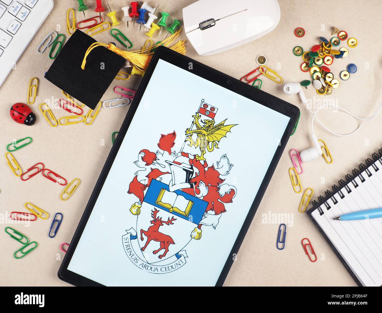 In this photo illustration, the University of Southampton logo seen ...