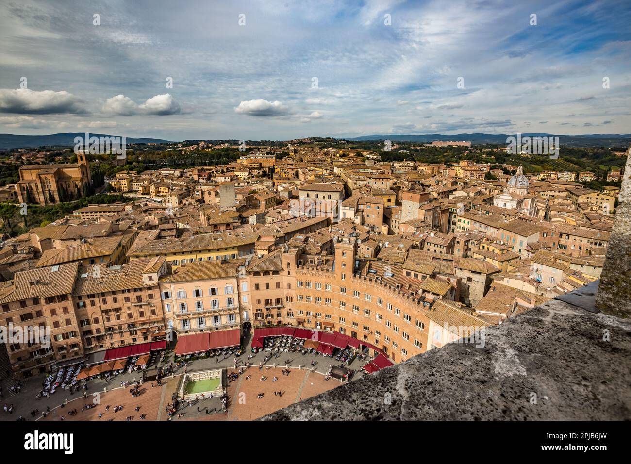 Siena, Tuscany, Italy, scenery elevated partial view of the city with ...