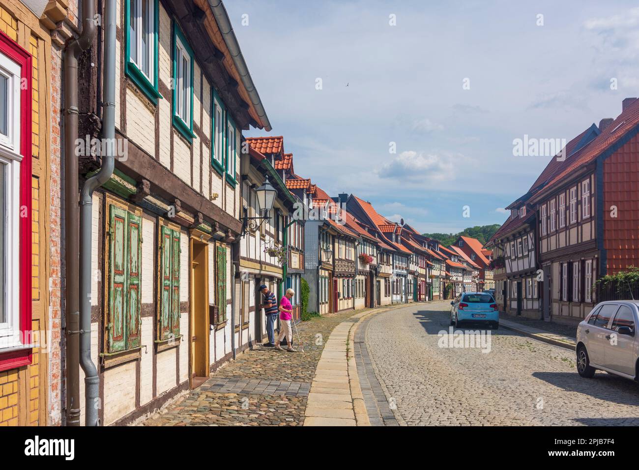 Wernigerode: street Grüne Straße, half-timbered houses, Old Town in ...