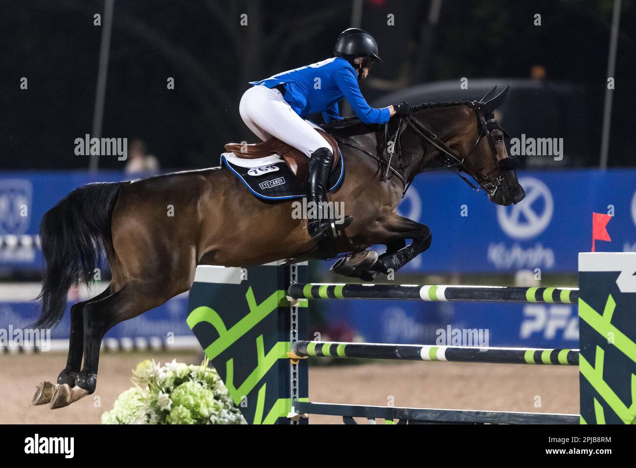 Jacqueline Steffens-Daley of Eye Candy Jumpers competes at a Major ...