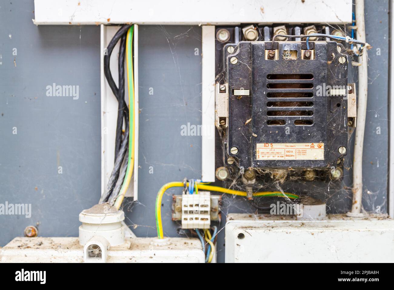 Old electrical system power contactor ID 5 DDR Stock Photo - Alamy