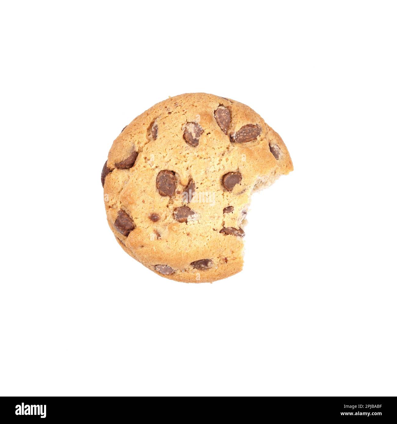 chocolate chip cookie bitten into, isolated on white Stock Photo - Alamy