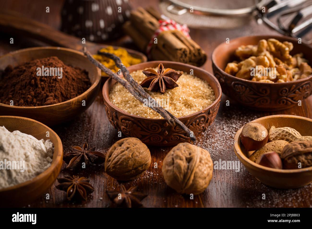 Christmas baking ingredient and spices for cookies Stock Photo - Alamy