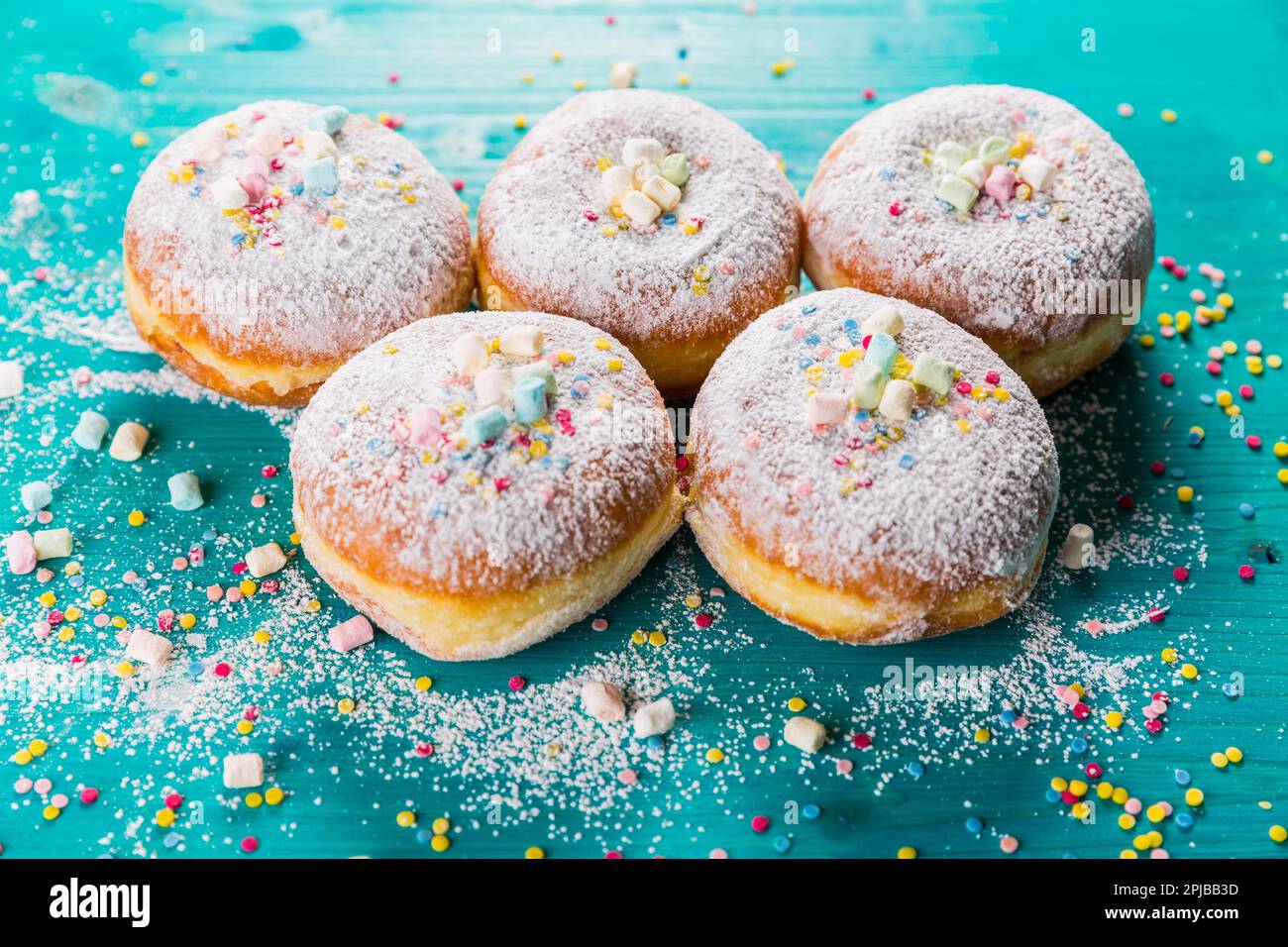 Carnival powdered sugar raised donuts - German Berliner donuts, Krapfen ...