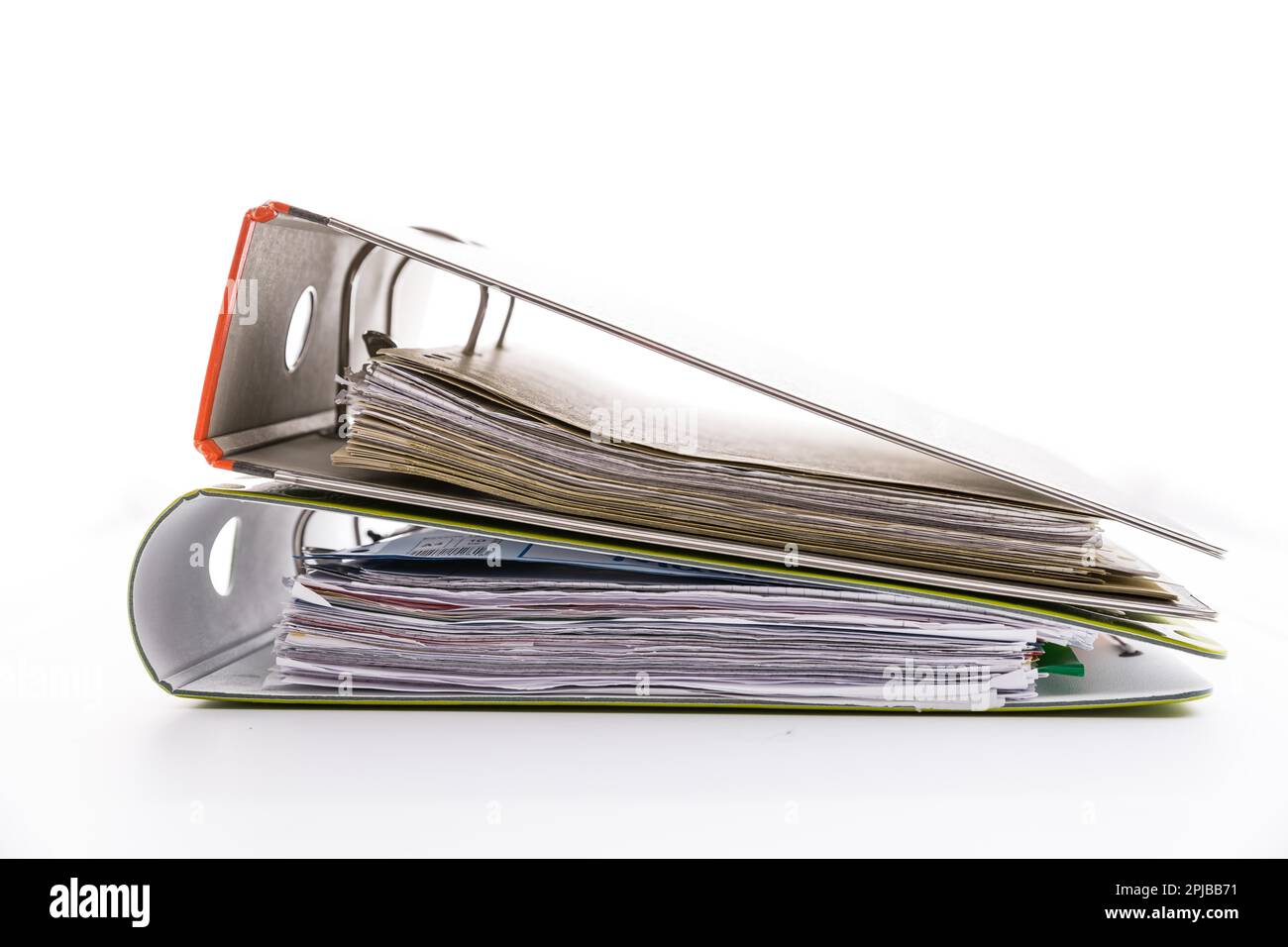 Folders filled with documents on white background. Symbol of business ...