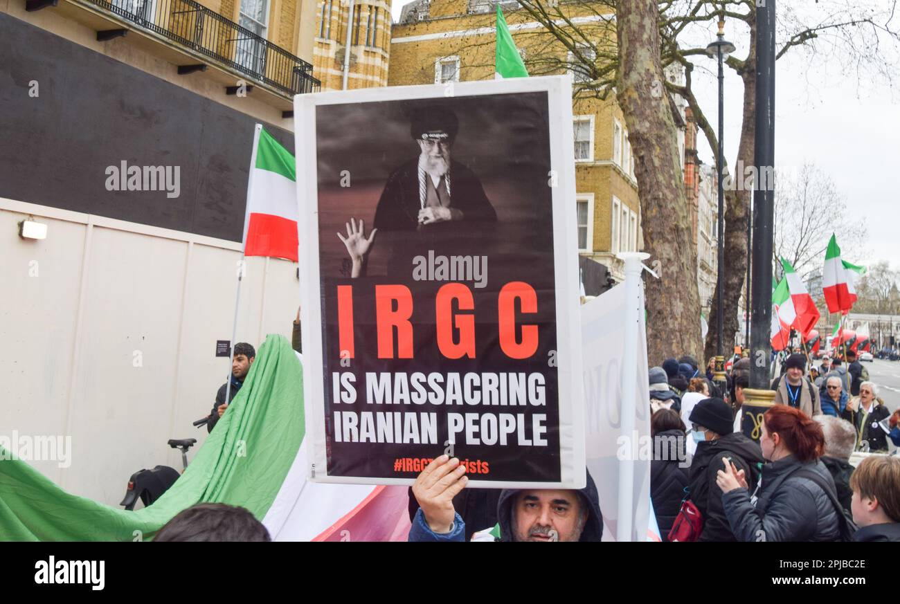 London, UK. 1st April 2023. Demonstrators gathered outside Downing ...