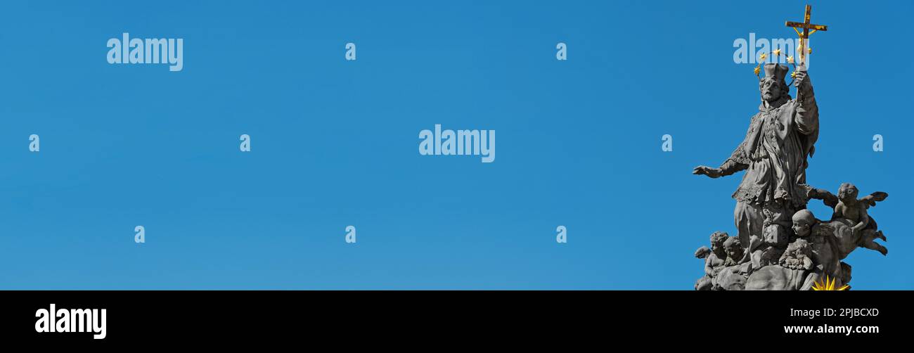 Panoramabild mit Statue v. Johannes Nepomuk, Wroclaw. Banner from ...