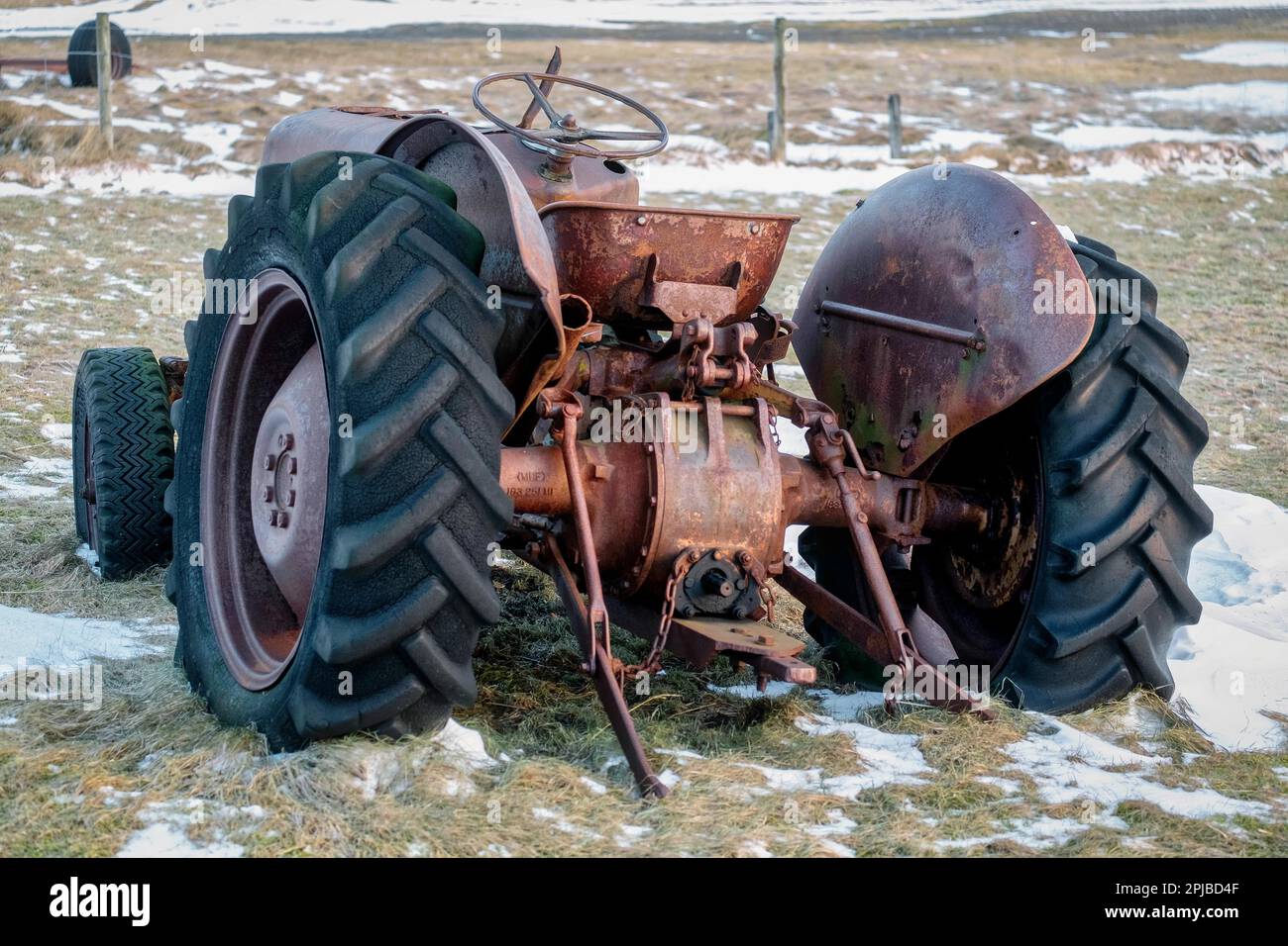 Rusty Tractor Abandoned in Iceland Stock Photo - Alamy