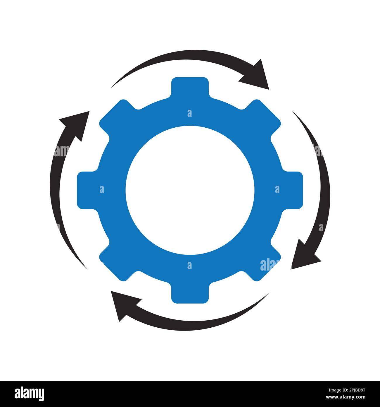 gear and arrow logo vector illustration template design Stock Photo - Alamy