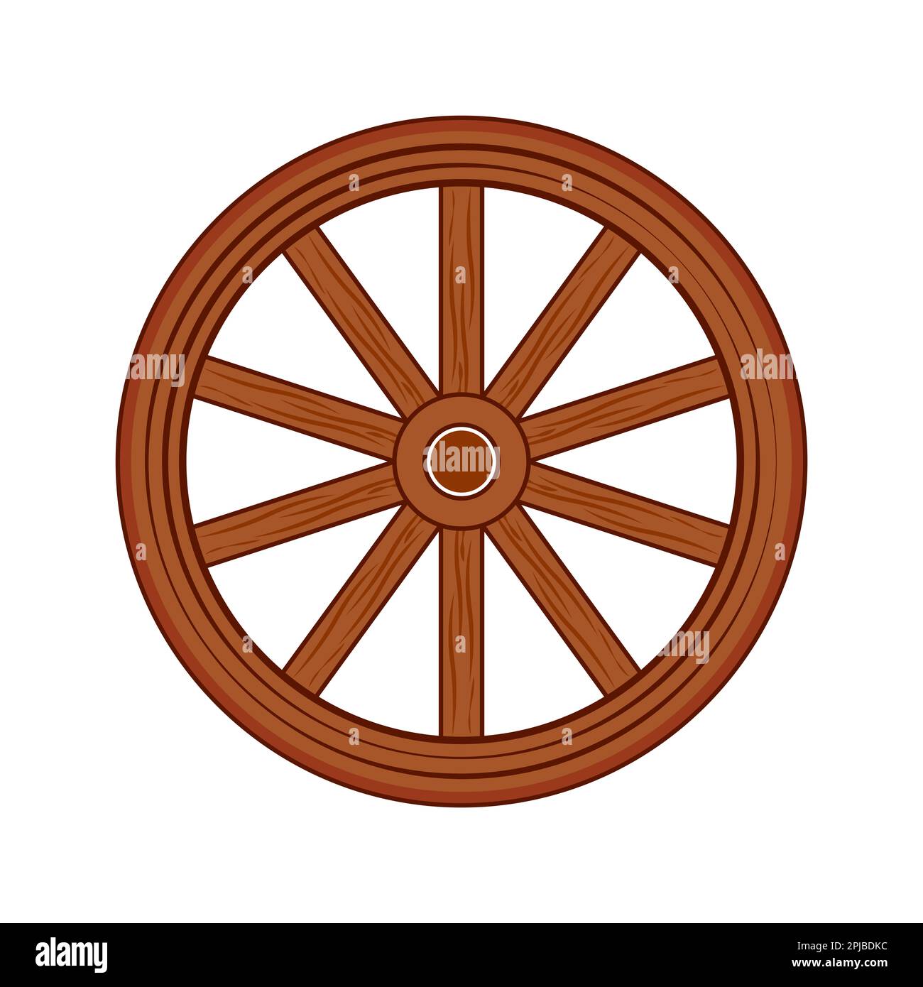 Old wooden wheel of time. Antique wooden spoked wheel, ink hand drawn ...