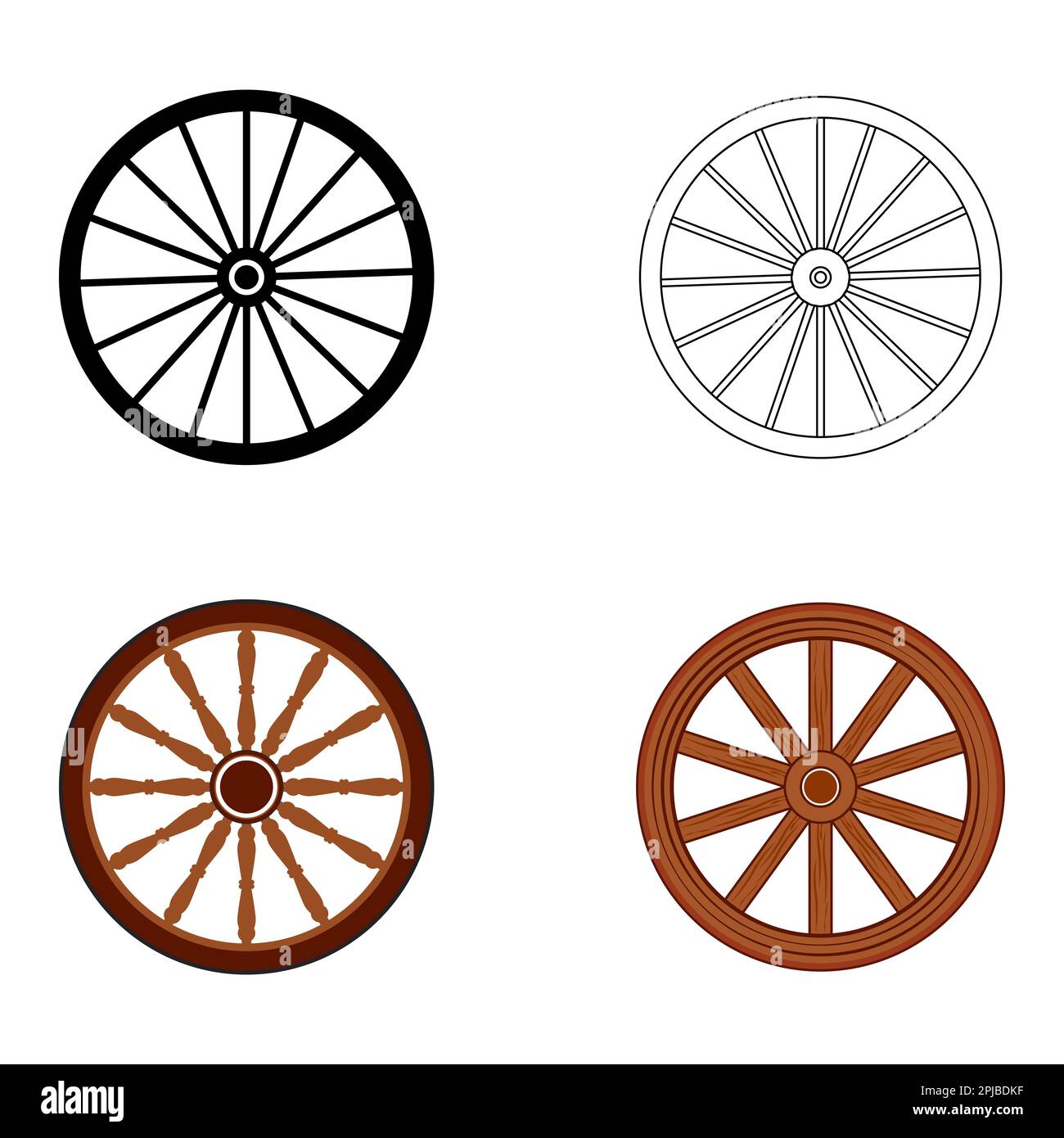 Old wooden wheel of time. Antique wooden spoked wheel, ink hand drawn ...